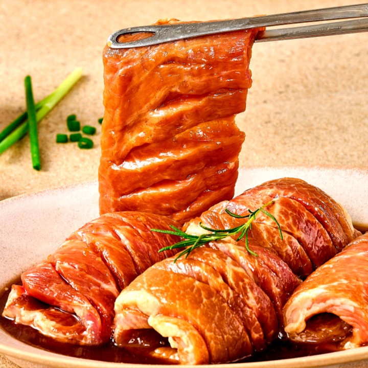 월간푸드 - 4인분+4인분!! 제주 돼지 왕 양념 칼집구이 1.2KG+1.2KG